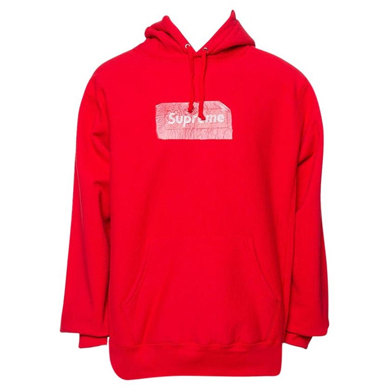 Supreme Red Cotton Swarovski Box Logo Hoodie XL at 1stDibs