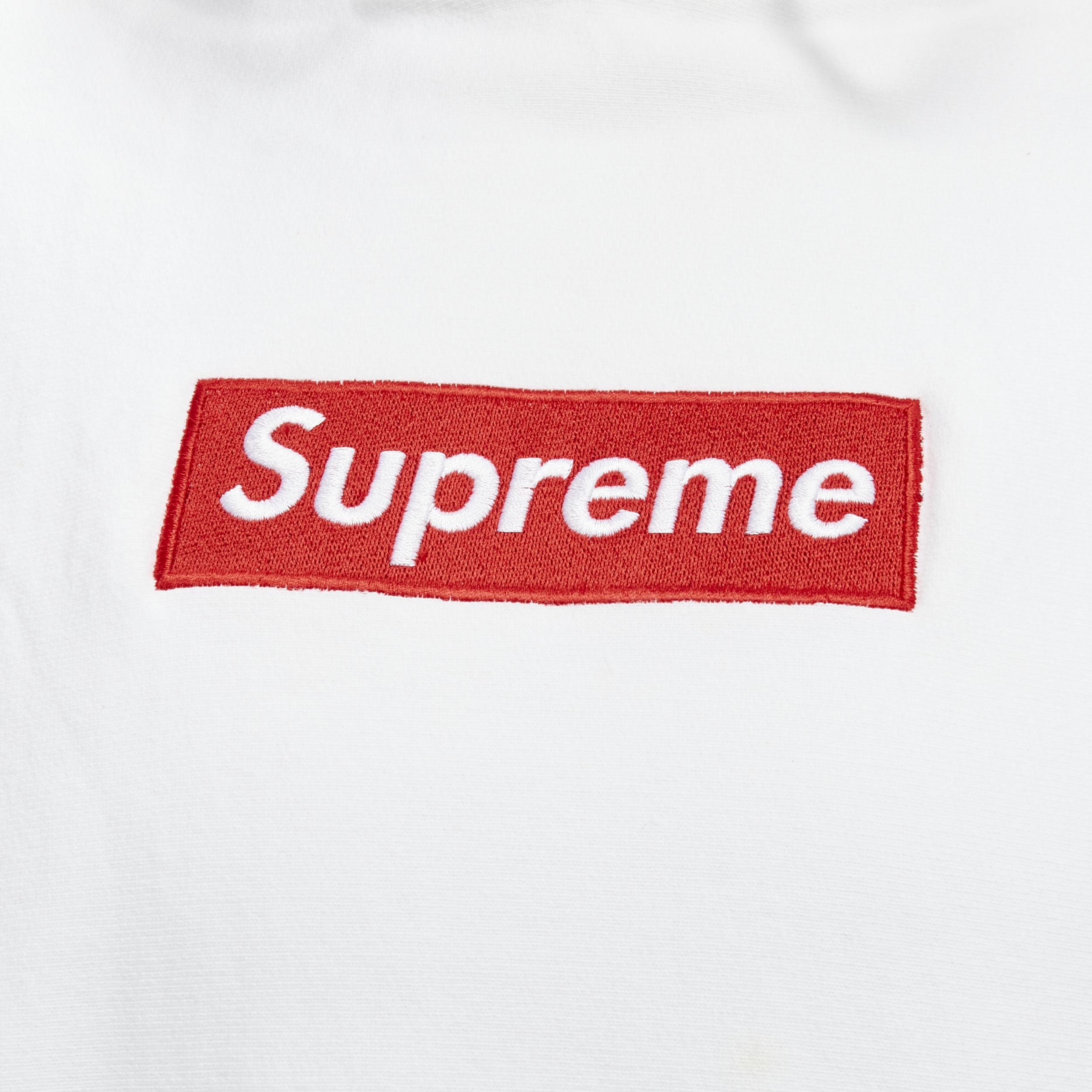 SUPREME Vintage Box Logo white cotton blend red box hoodie L at 1stDibs