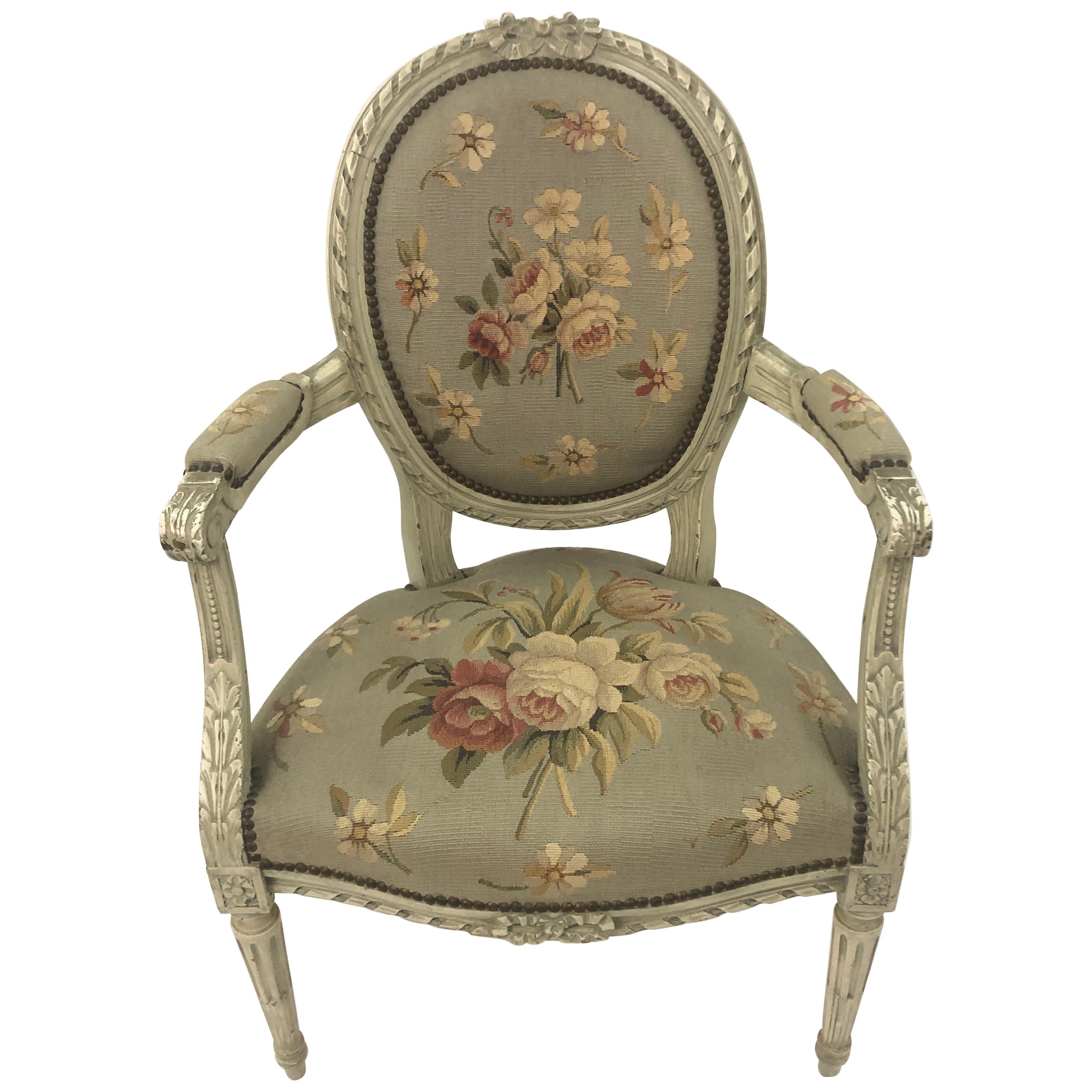 French Louis XVI Style Armchair For Sale at 1stDibs