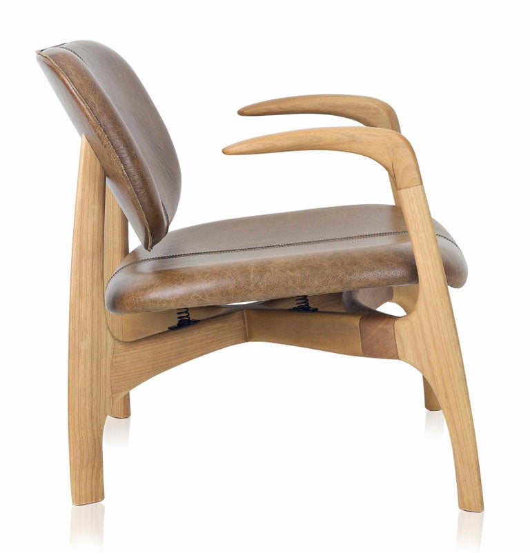 Surf Brazilian Contemporary Wood and Leather Easychair by Lattoog For ...