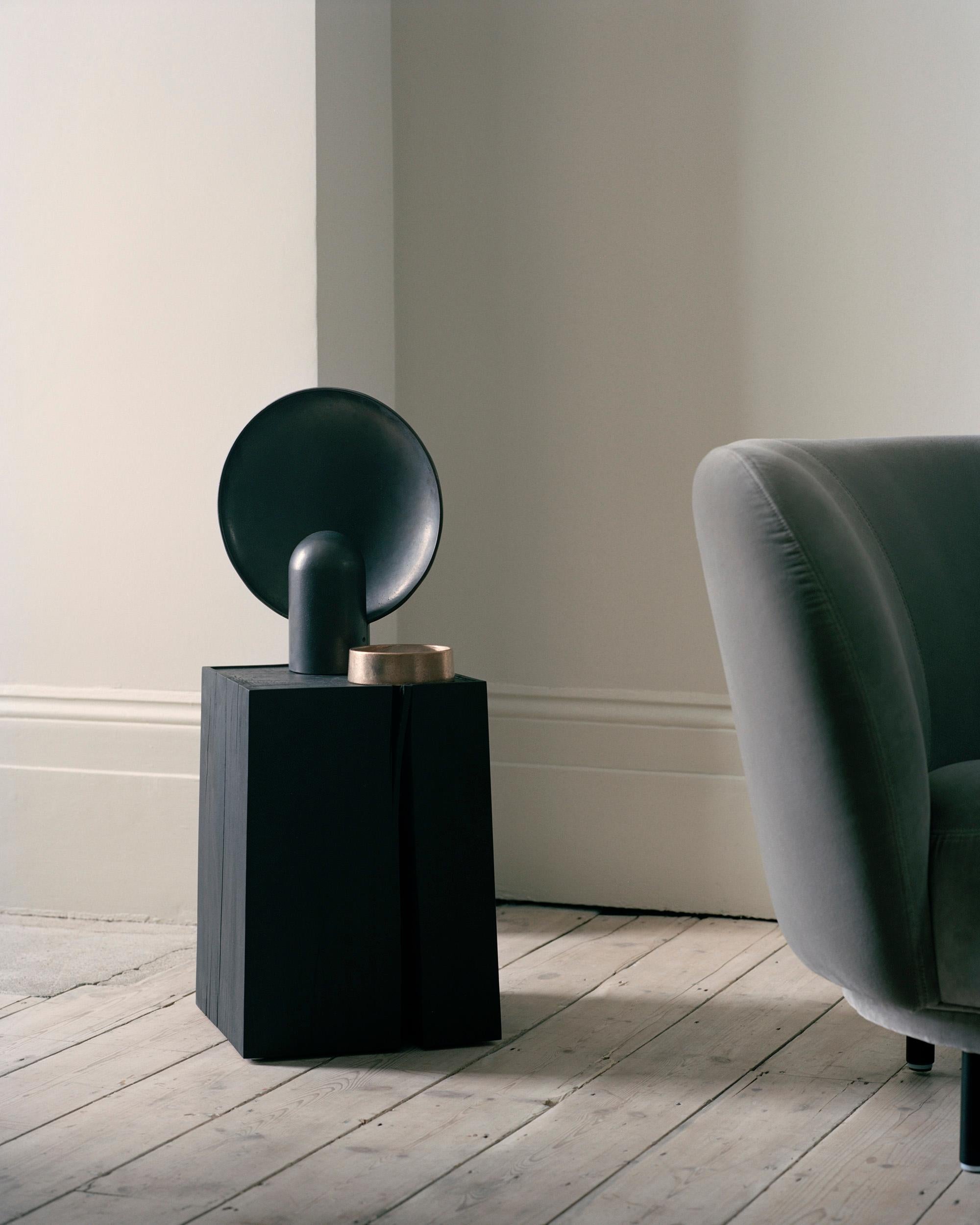 Surface, Black Travertine Sculpted Lamp by Henry Wilson at 1stDibs