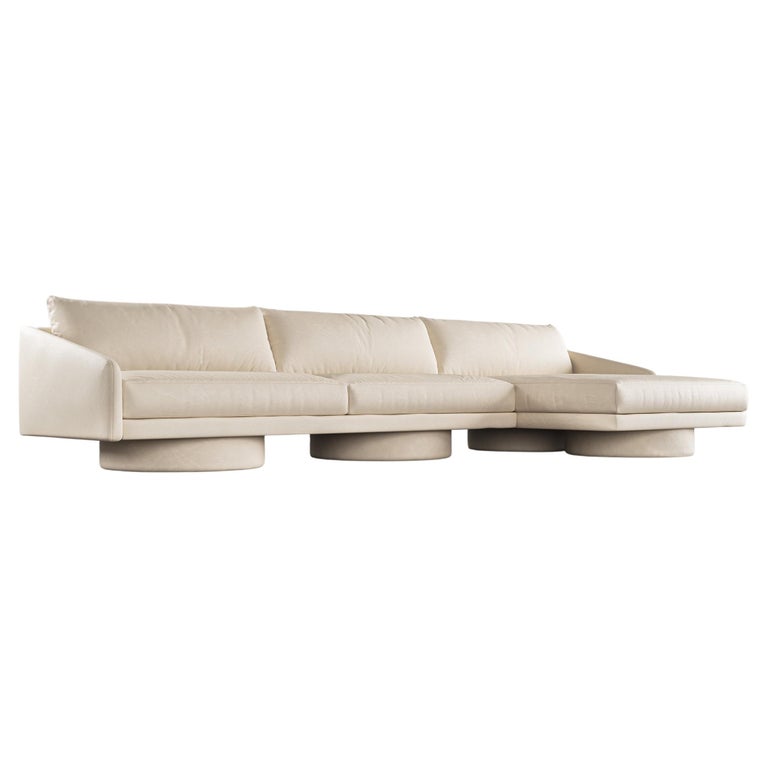 SURGE SECTIONAL - Modern Sectional Sofa in Cream Faux Leather For Sale ...