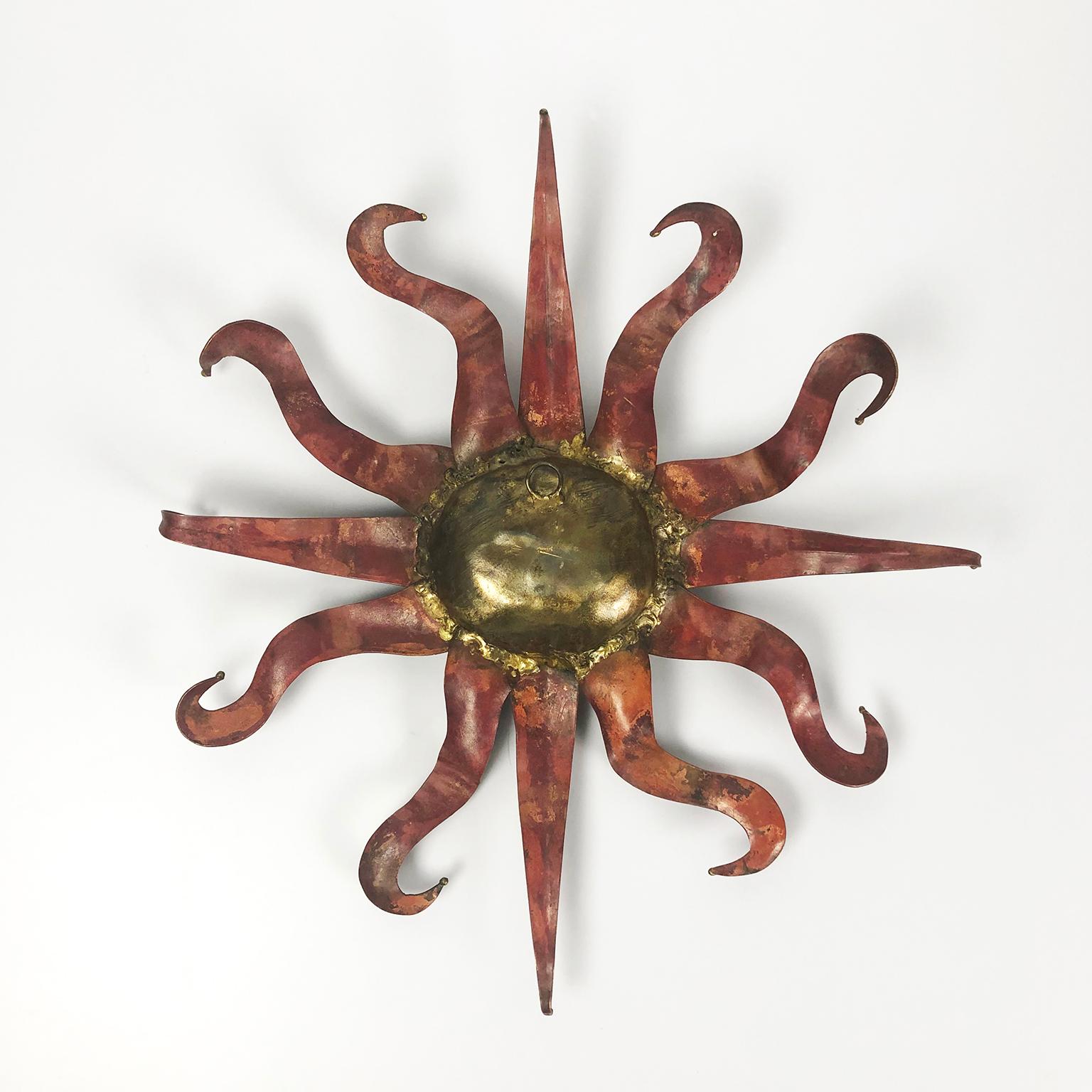 Surreal Brutalist Sun Sculpture in Brass and Bronze by Emaus ...