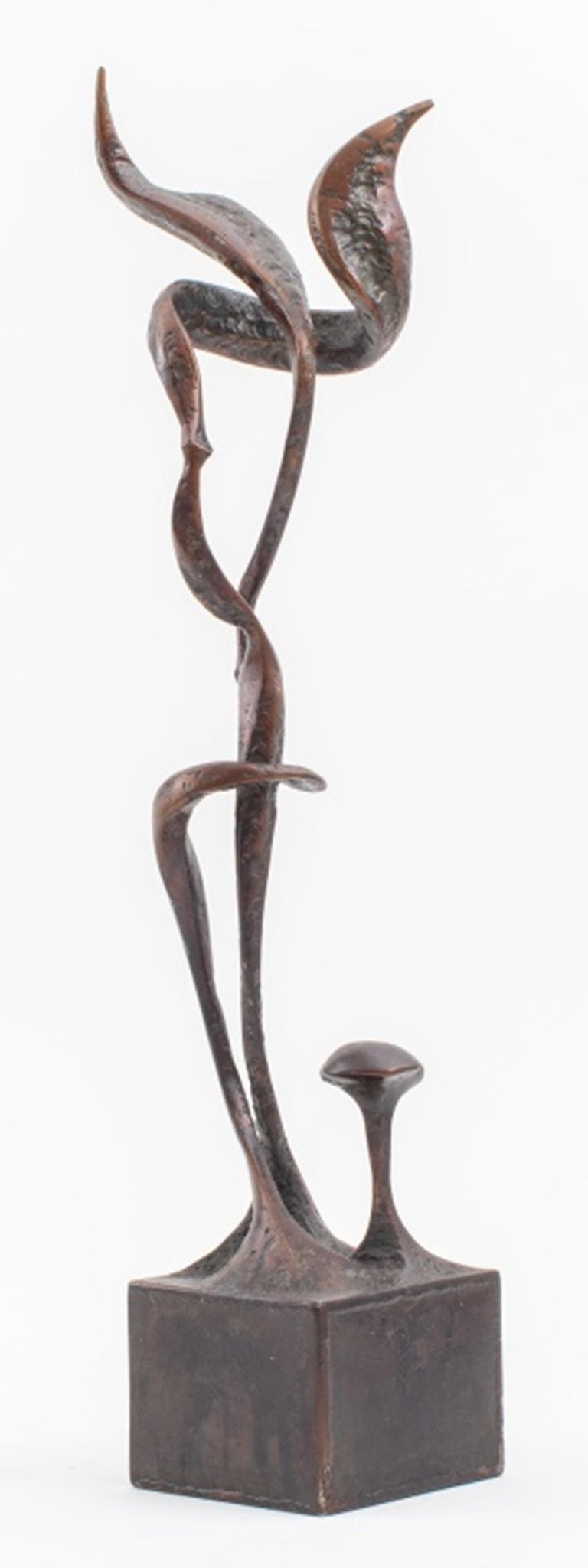 Surrealist Abstract Bronze Plant Sculpture For Sale at 1stDibs