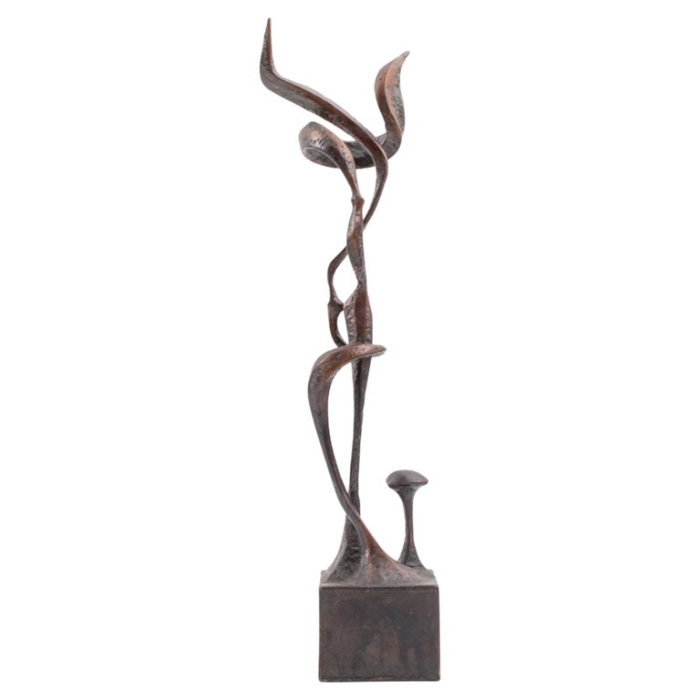 Surrealist Abstract Bronze Plant Sculpture For Sale at 1stDibs