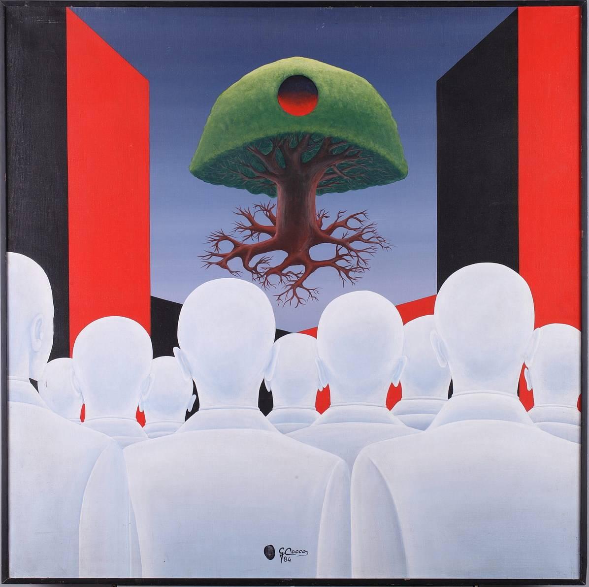 Surrealist Composition "Levitating Tree" by Gino Cocco, 1984 at 1stDibs