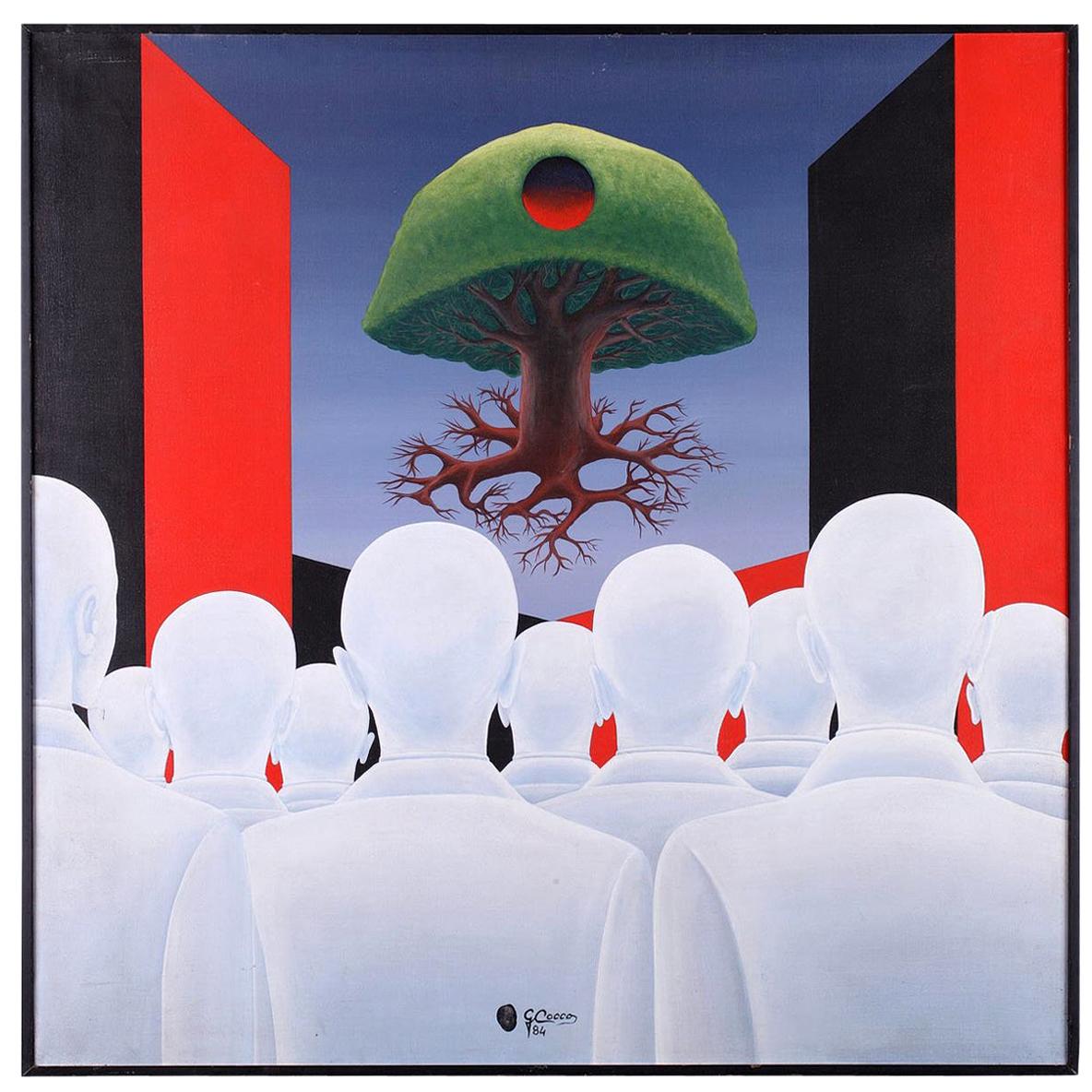 Surrealist Composition "Levitating Tree" by Gino Cocco, 1984 at 1stDibs