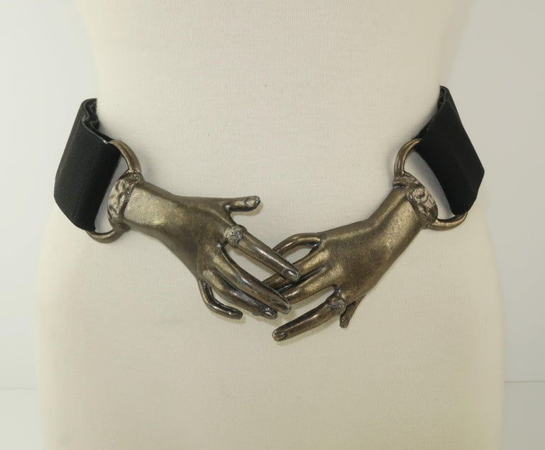 Surrealist Victorian Style Clasping Hands Belt Buckle, C.1970 at ...