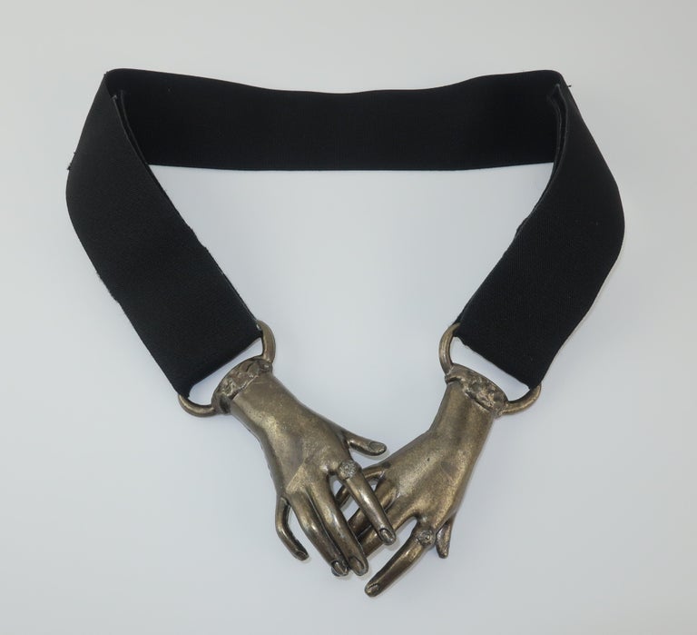 Surrealist Victorian Style Clasping Hands Belt Buckle, C.1970 at ...