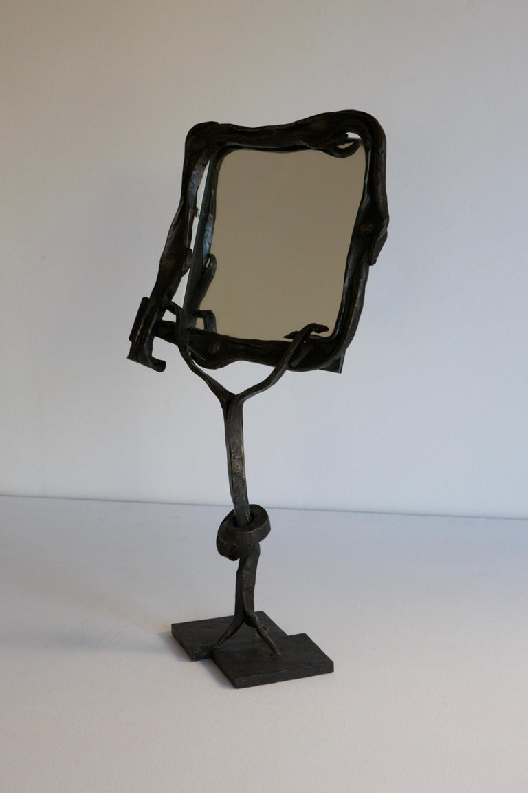 Surrealist Wrought Iron Table Mirror For Sale at 1stDibs