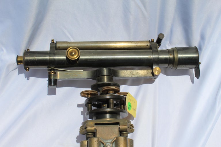 Surveyors Transit, British, Antique, Brass with Wood Legs, Marked ...