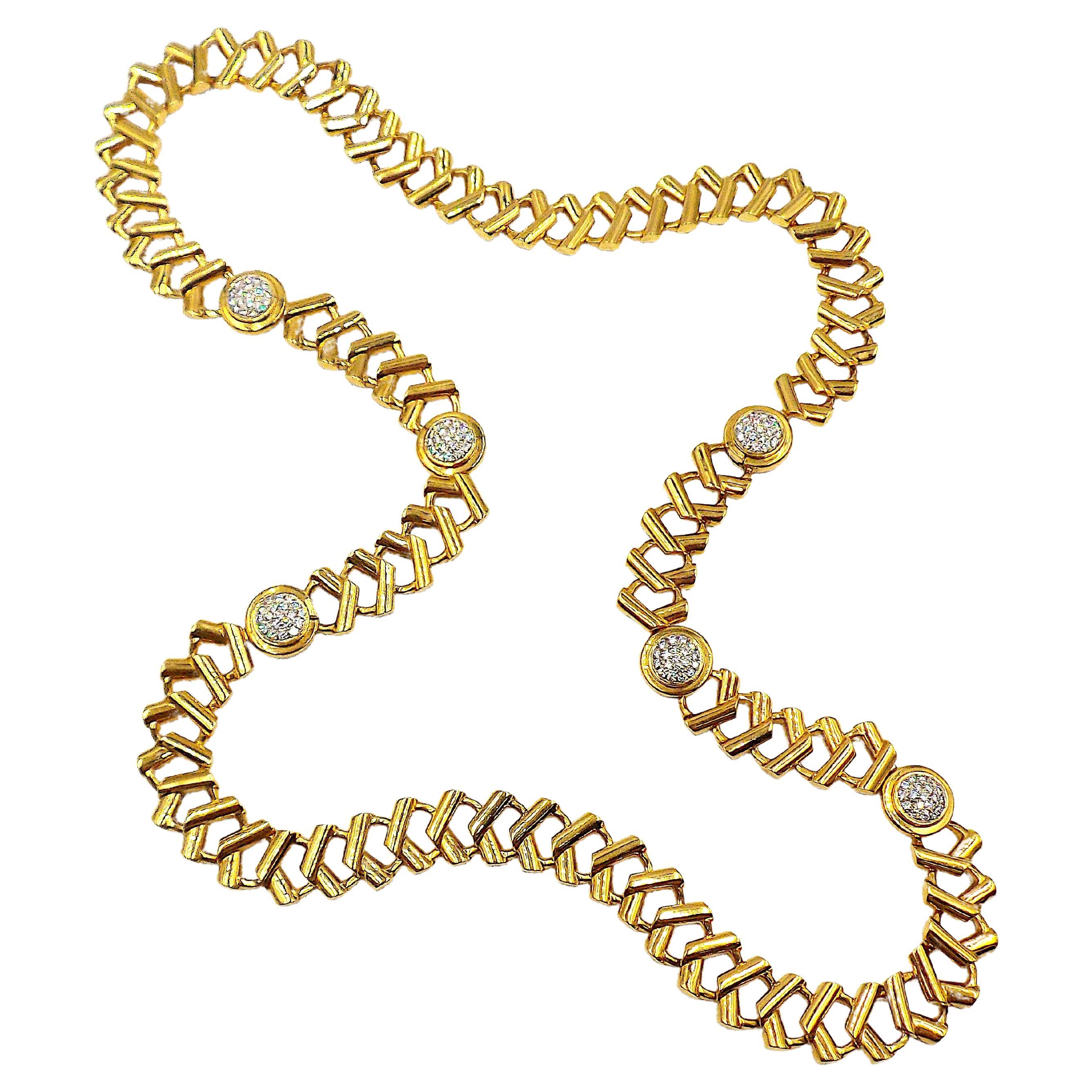 Susan Berman Convertible 18K Yellow Gold Diamond Necklace For Sale at ...