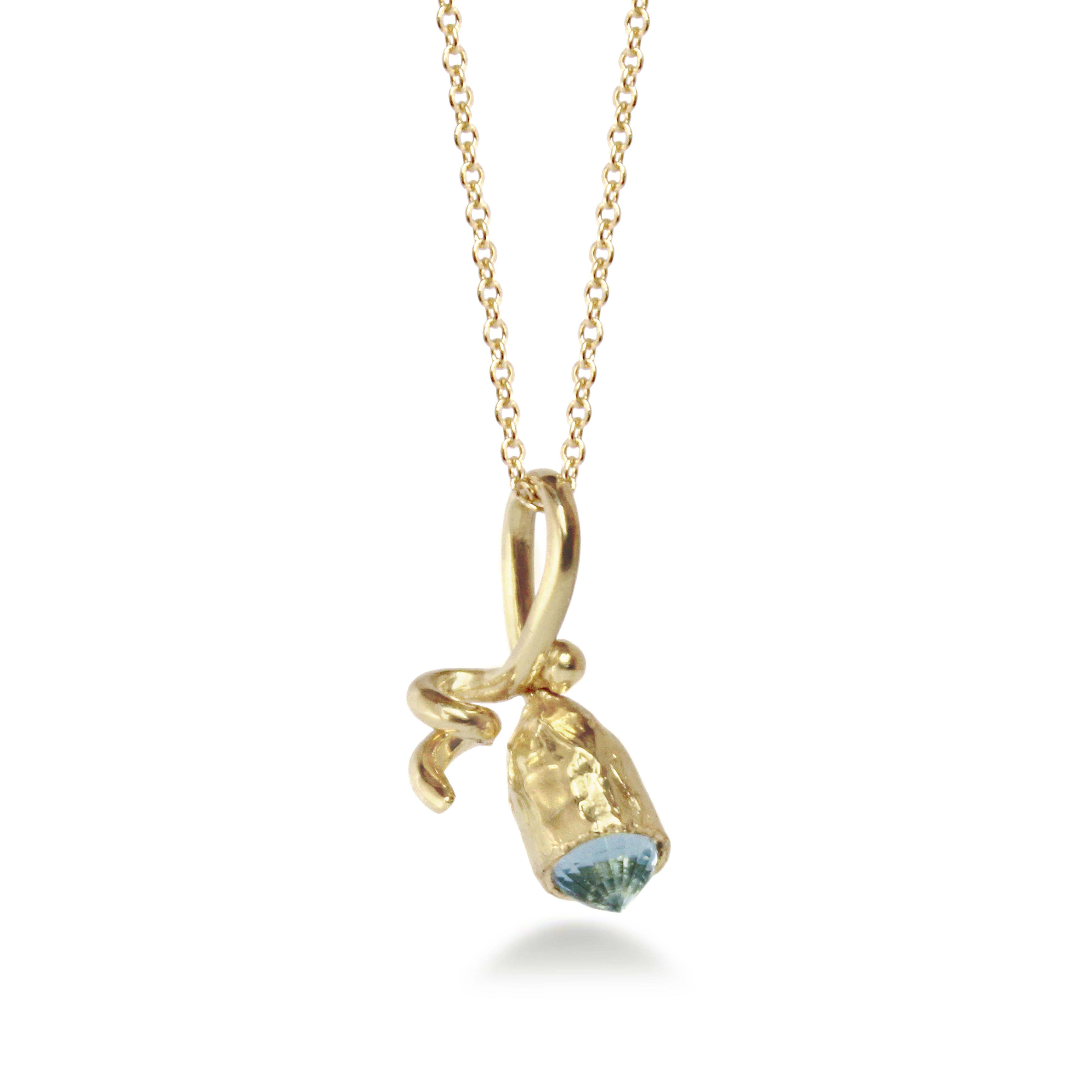 Susan Crow Studio Fairmined Yellow Gold with Aquamarine Tiny Pod Charm ...