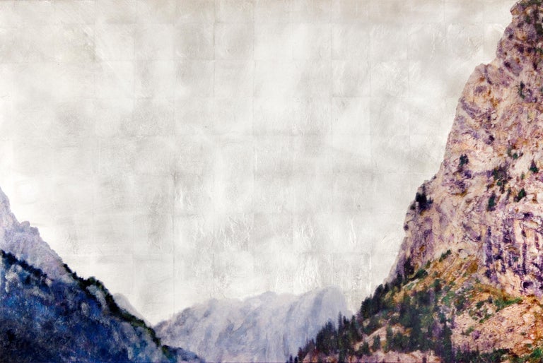 Susan Goldsmith - BIG SKY, mixed media landscape, mountain range view ...