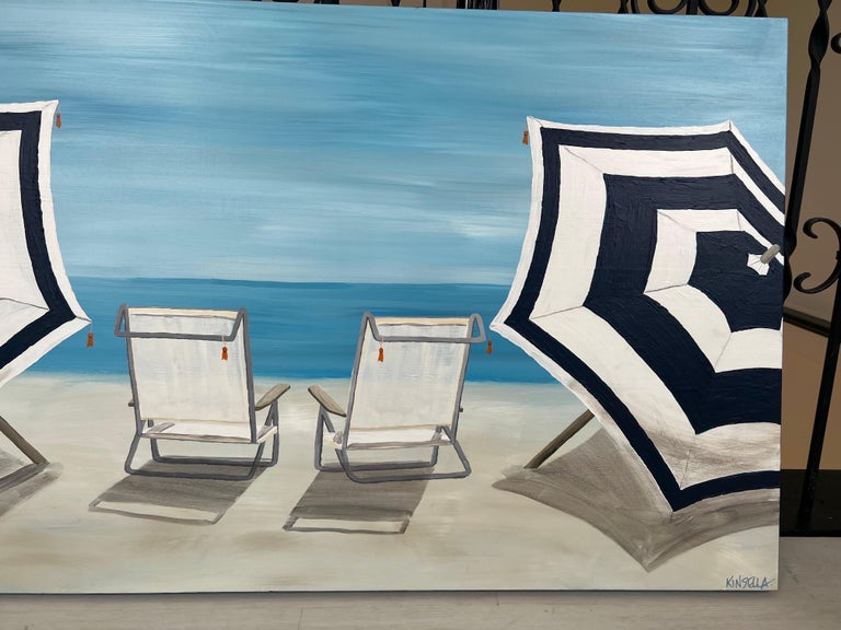 Susan Kinsella - Beach Time by Susan Kinsella, Beach chairs in blue ...