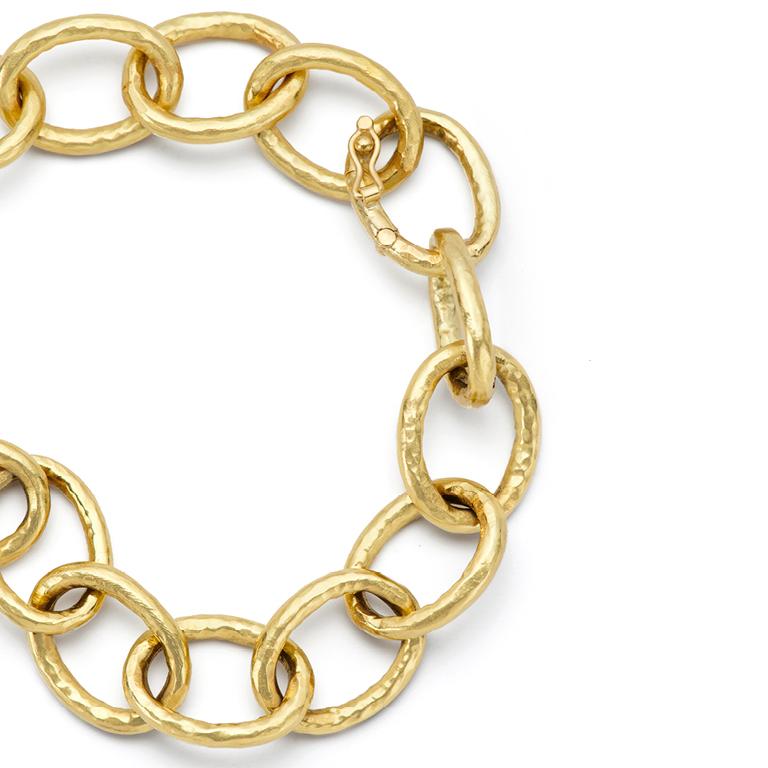 Susan Lister Locke Large Link Hand Hammered Chain Bracelet in 18kt Gold ...