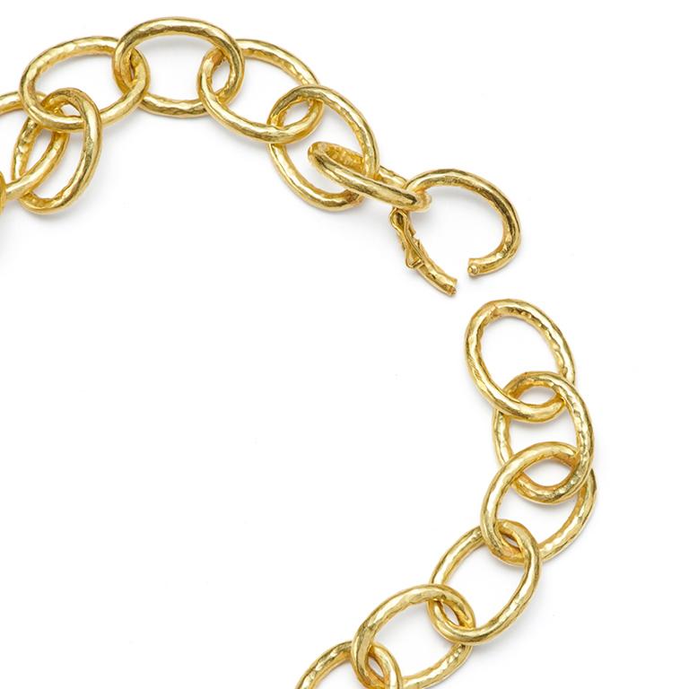 Susan Lister Locke Large Link Hand Hammered Chain in 18kt Gold For Sale ...