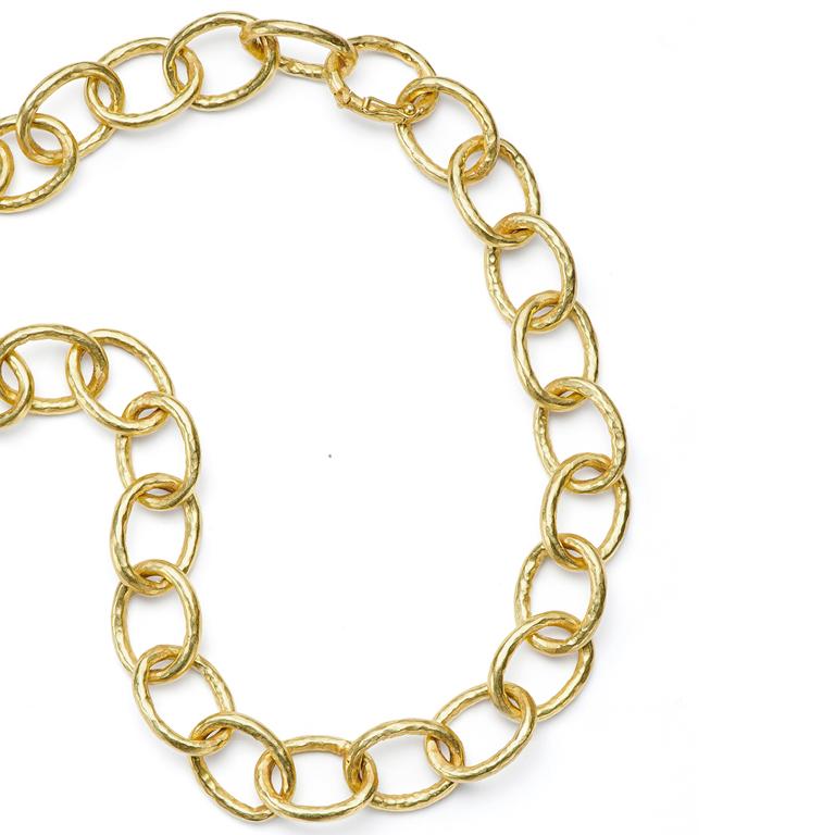 Susan Lister Locke Large Link Hand Hammered Chain in 18kt Gold - 17.5 ...