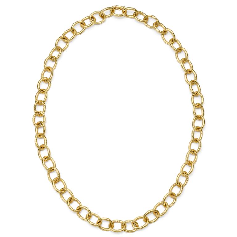Susan Lister Locke Small Link Hand Hammered Chain in 18kt Gold For Sale ...