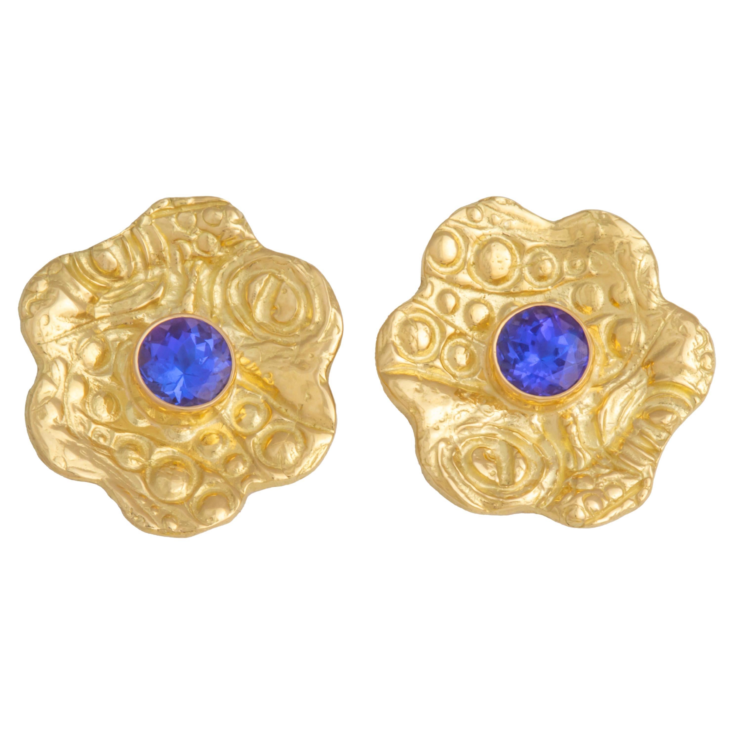 Susan Lister Locke Apatite and 18 Karat Gold Sea Urchin Earrings at 1stDibs