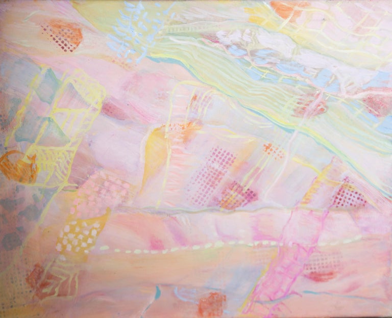 Susan Paine - Susan Paine - 20th Century Oil, Abstract Pink and Yellow ...
