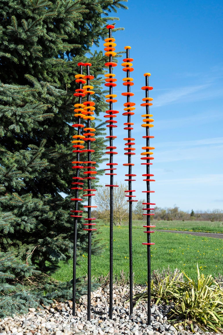 Susan Rankin - Heat Wave - tall, colourful, steel and hand-blown glass ...