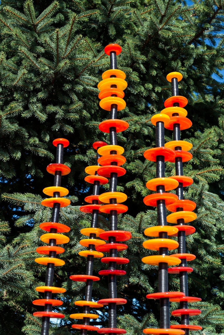 Susan Rankin - Heat Wave - tall, colourful, steel and hand-blown glass ...