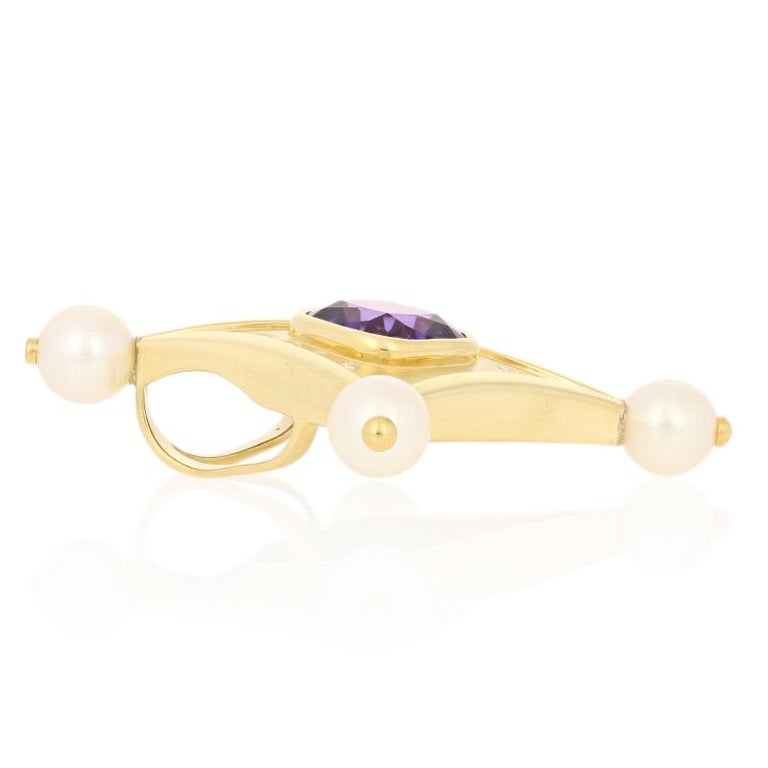 Susan Sadler 6.08ctw Amethyst, Pearl, and Diamond Pendant, 18k Gold ...