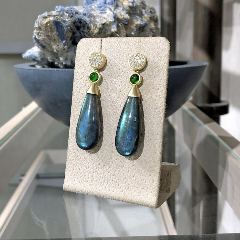 Susan Sadler Diamond Stud Labradorite Chrome Diopside Detachable Drop ...