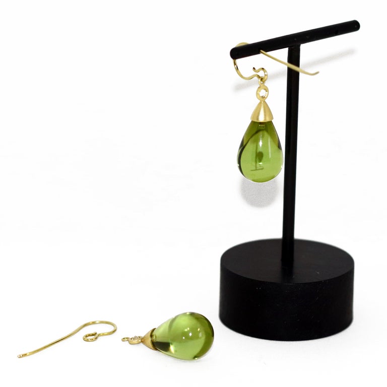 Susan Sadler Green Amber White Diamond Detachable Dangle Drop Earrings ...