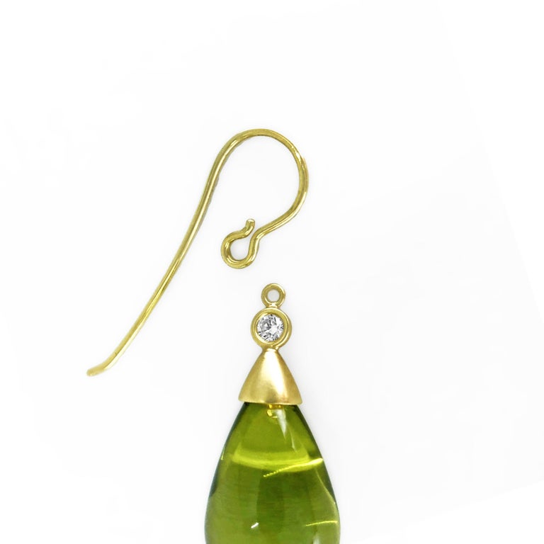 Susan Sadler Green Amber White Diamond Detachable Dangle Drop Earrings ...