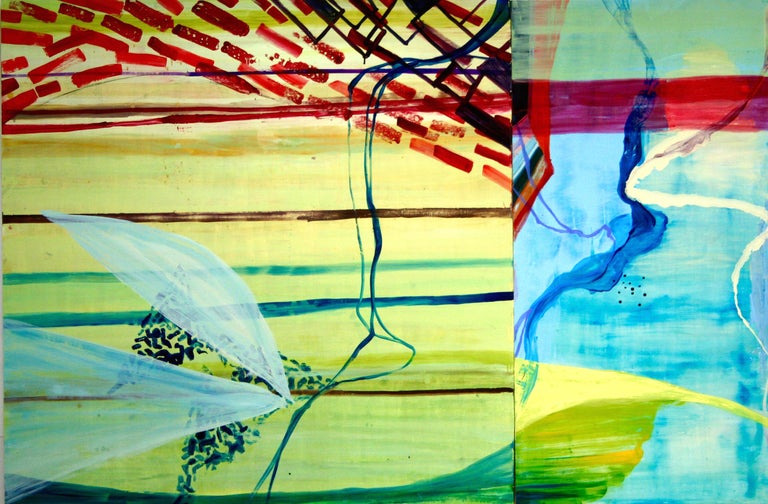 Susan Sharp - "Beach Walk #4" Large abstraction, turquoise, burgundy ...