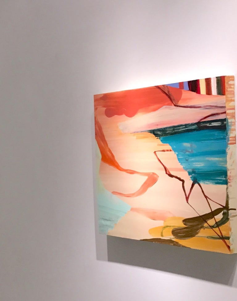 Susan Sharp - "Day's End" Abstraction in salmon, turquoise, brown ...