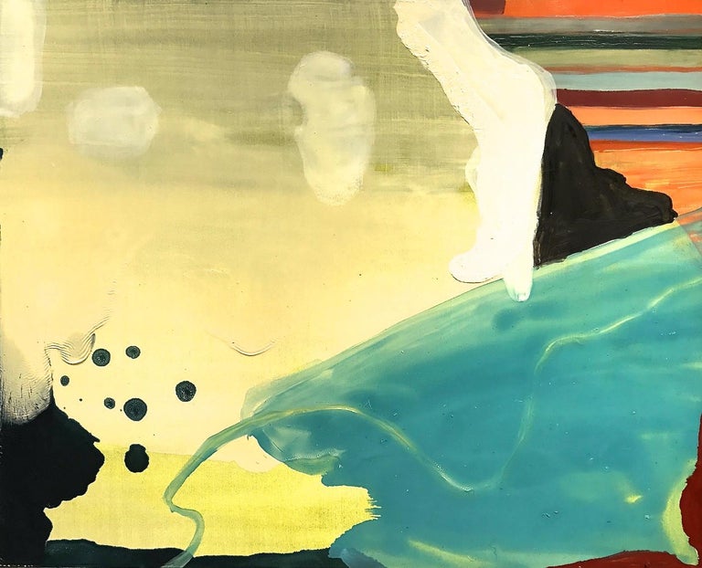 Susan Sharp - "Meeting at River's Edge #12" Small abstraction turquoise ...