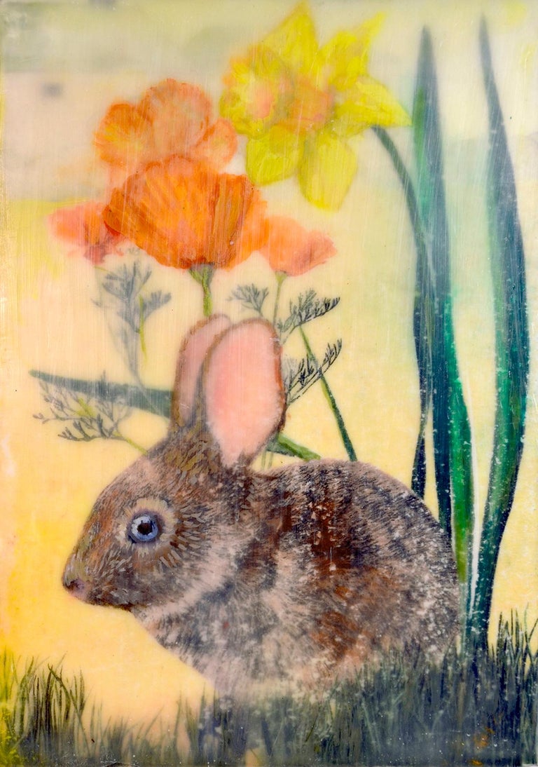 Susan Silvester - Bunny on Yellow For Sale at 1stDibs