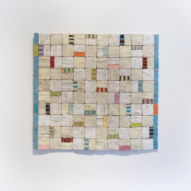 Susan Stover - Nettie Jane (Colorful Striped Mixed Media Abstract Check ...