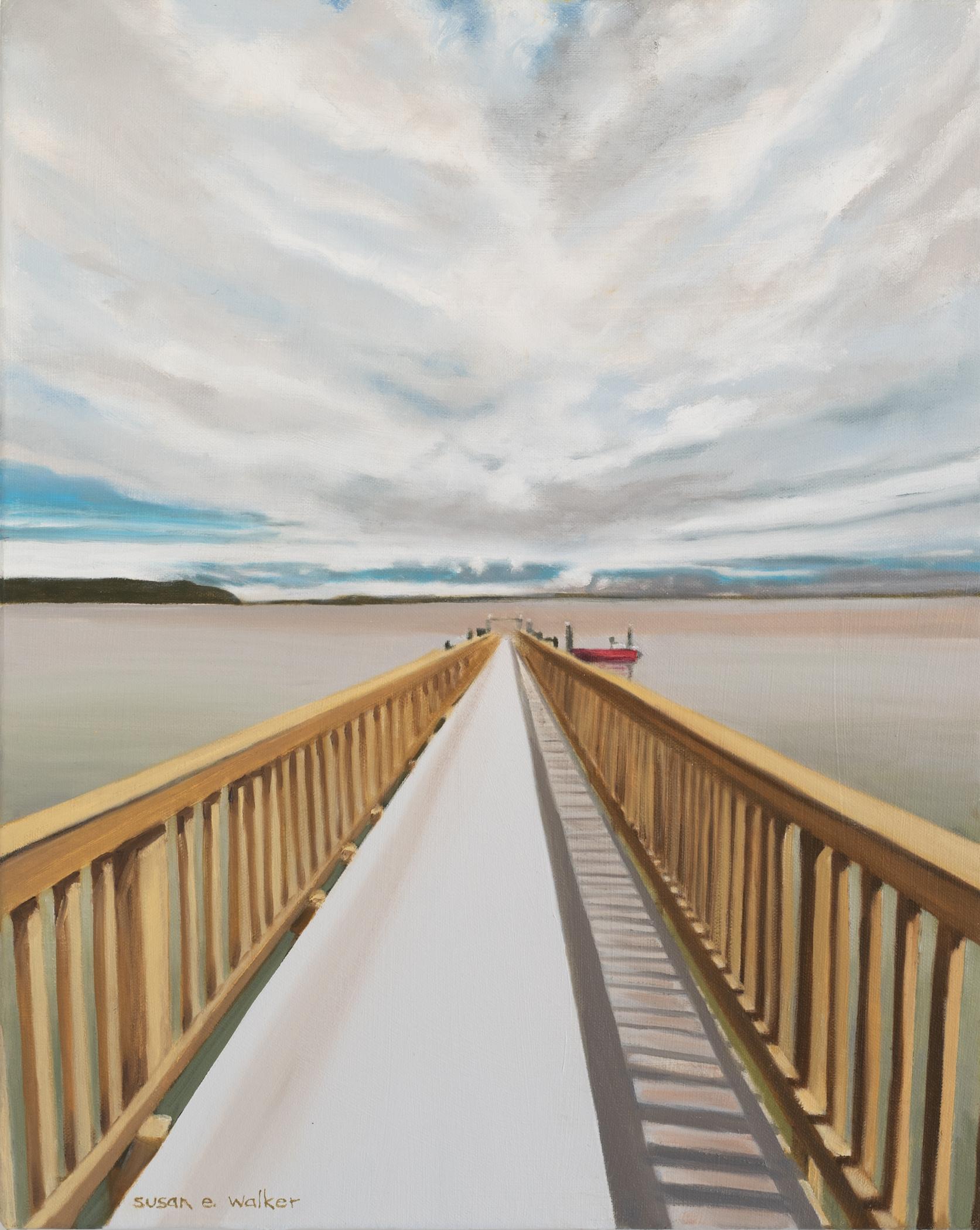 Susan Walker - The Red Boat, Oil Painting For Sale at 1stDibs
