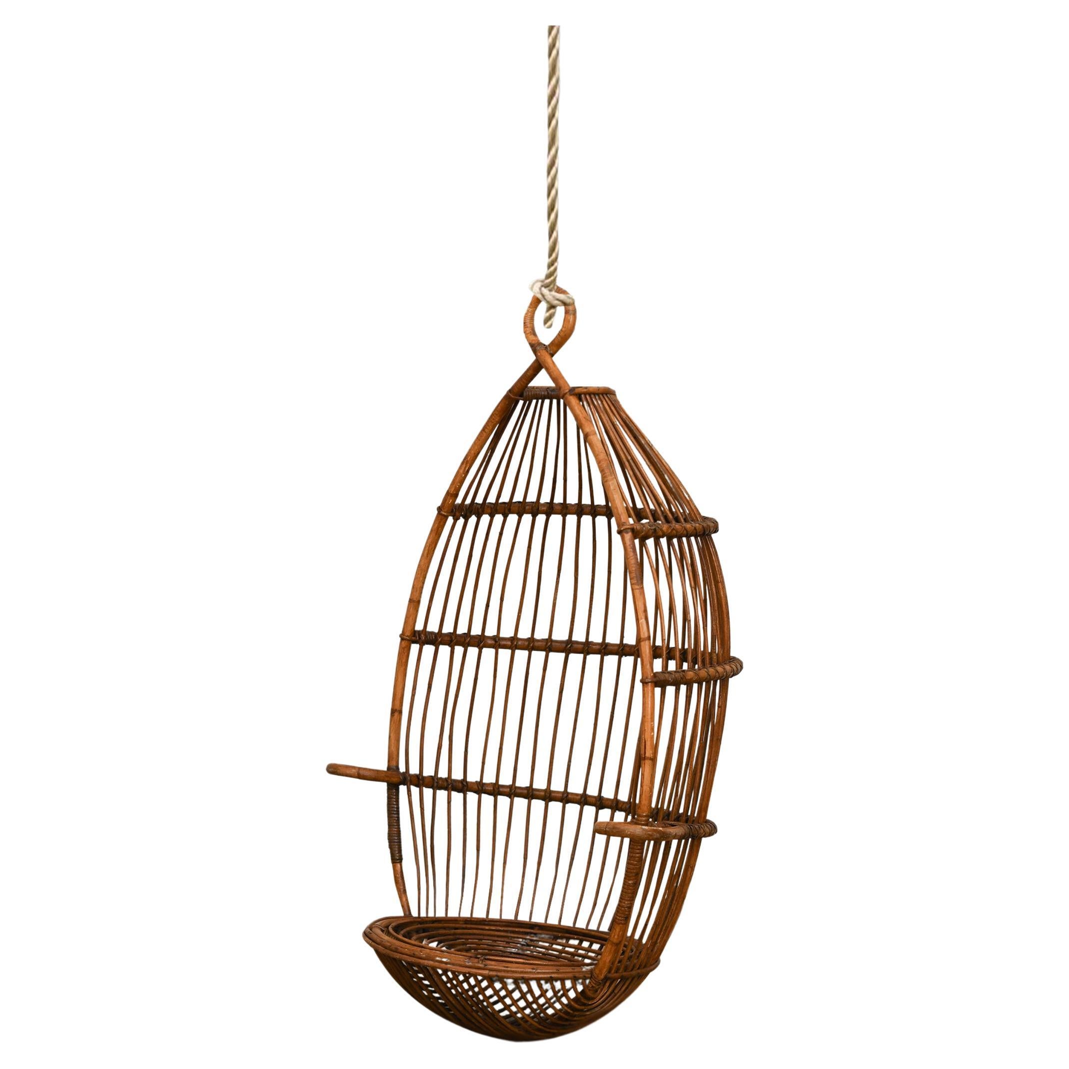 Suspended “Egg” Chair in Bamboo – Fratelli Castano, Italy 1950s For ...