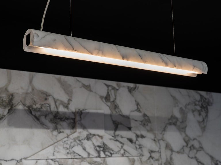 Marble Suspension Lamp, Block Round For Sale at 1stDibs