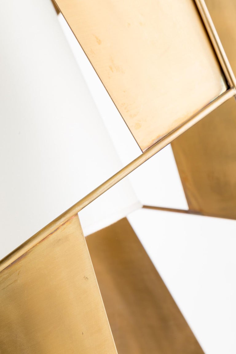 Suspension with brass structure and fabric inside lampshade For Sale at ...