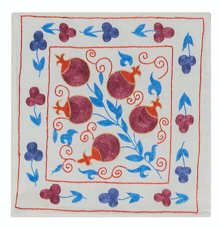 Suzani Textile Embroidered Silk Cushion Cover, Modern Handmade Pillow ...