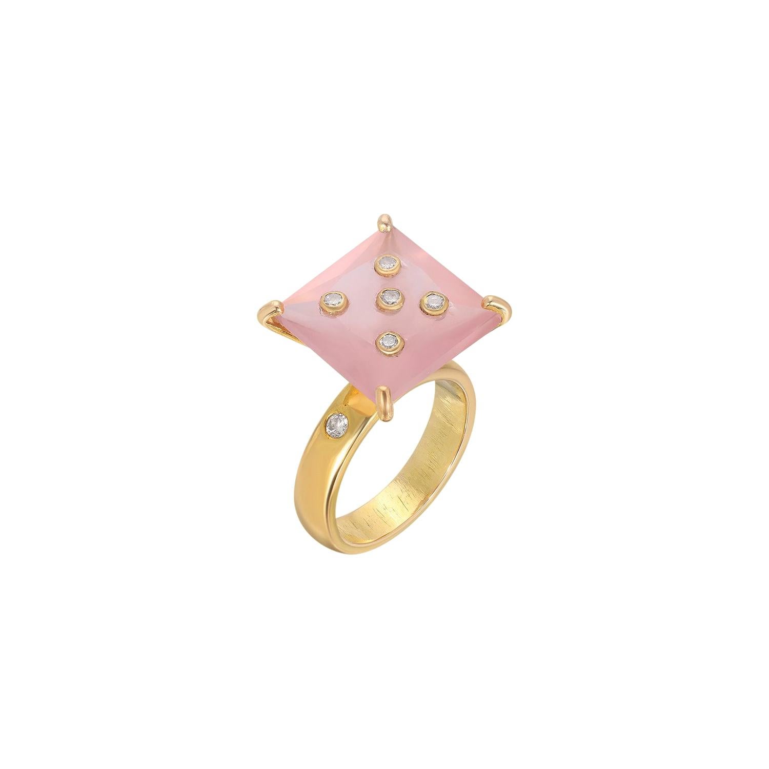 Rose Quartz and Diamond Ring at 1stDibs