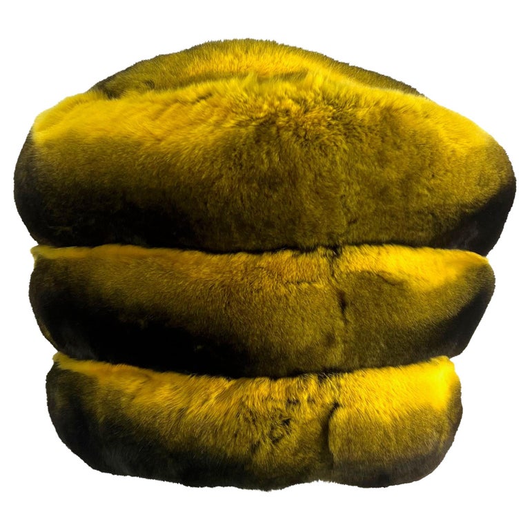Suzanne Couture Millinery Oversized Yellow and Black Chinchilla Fur ...