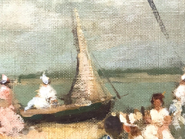 Suzanne Demarest - "Beach Scene With Figures and Parasol" 20th Century ...