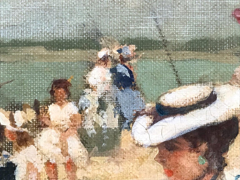 Suzanne Demarest - "Beach Scene With Figures and Parasol" 20th Century ...