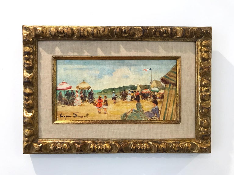 Suzanne Demarest - "Beach Scene With Figures" 20th Century American Oil ...
