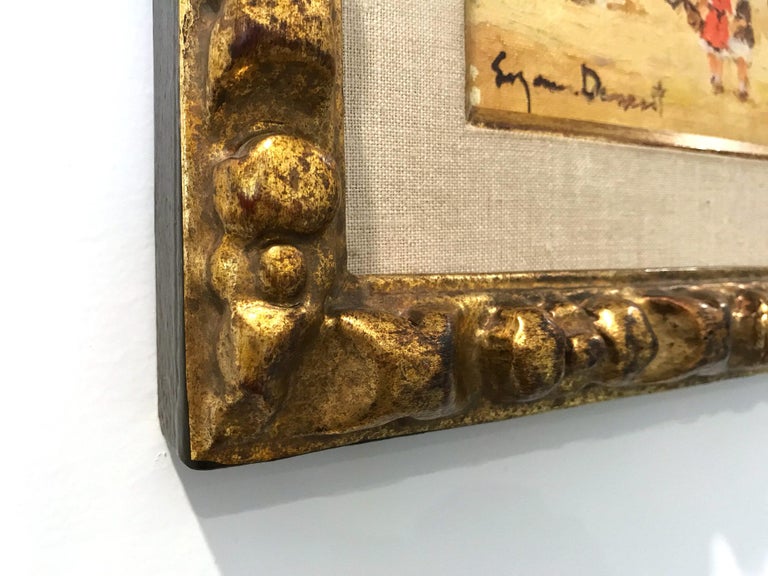 Suzanne Demarest - "Beach Scene With Figures" 20th Century American Oil ...