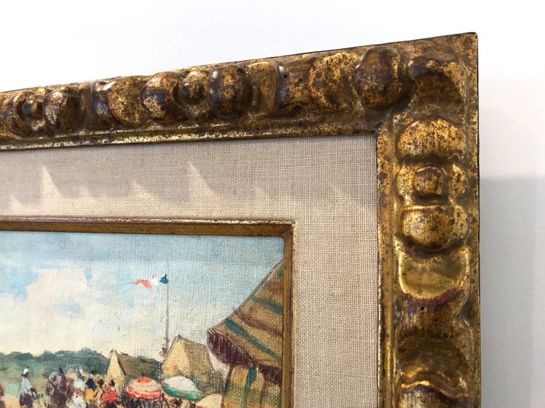 Suzanne Demarest - "Beach Scene With Figures" 20th Century American Oil ...