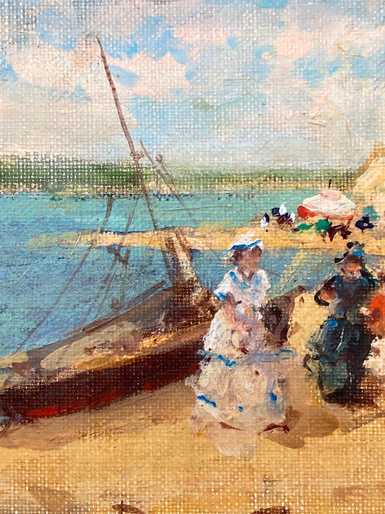 Suzanne Demarest - "Beach Scene With Figures" 20th Century American ...
