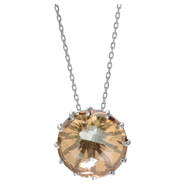 Suzanne Kalan 14K White Gold and Champagne Topaz Pendant Necklace For ...